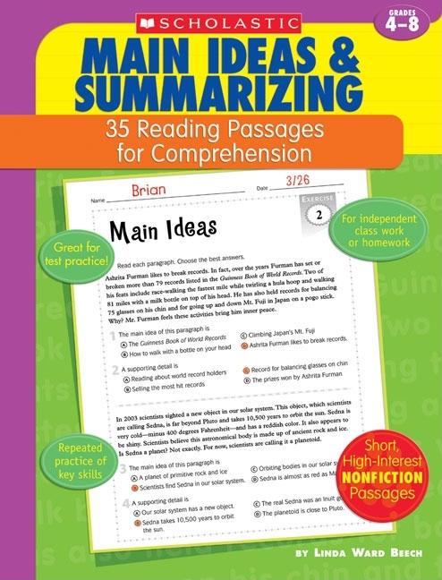 35 Reading Passages for Comprehension: Main Ideas & Summarizing: 35 Re ...